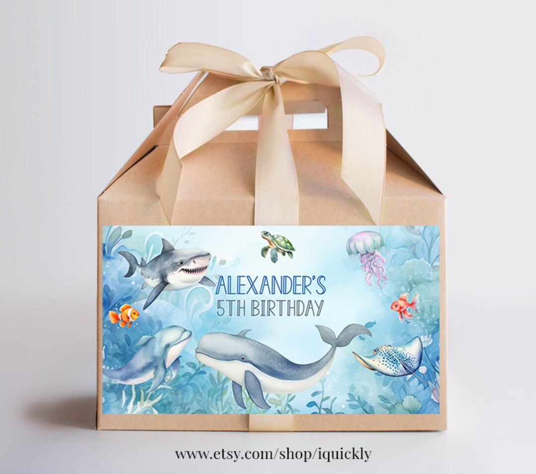 Editable Under the Sea Birthday Party Favor Box Label Oneder the Sea ...