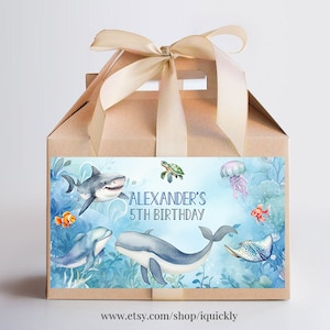 Editable Under the Sea Birthday Party Favor Box Label Oneder the Sea ...