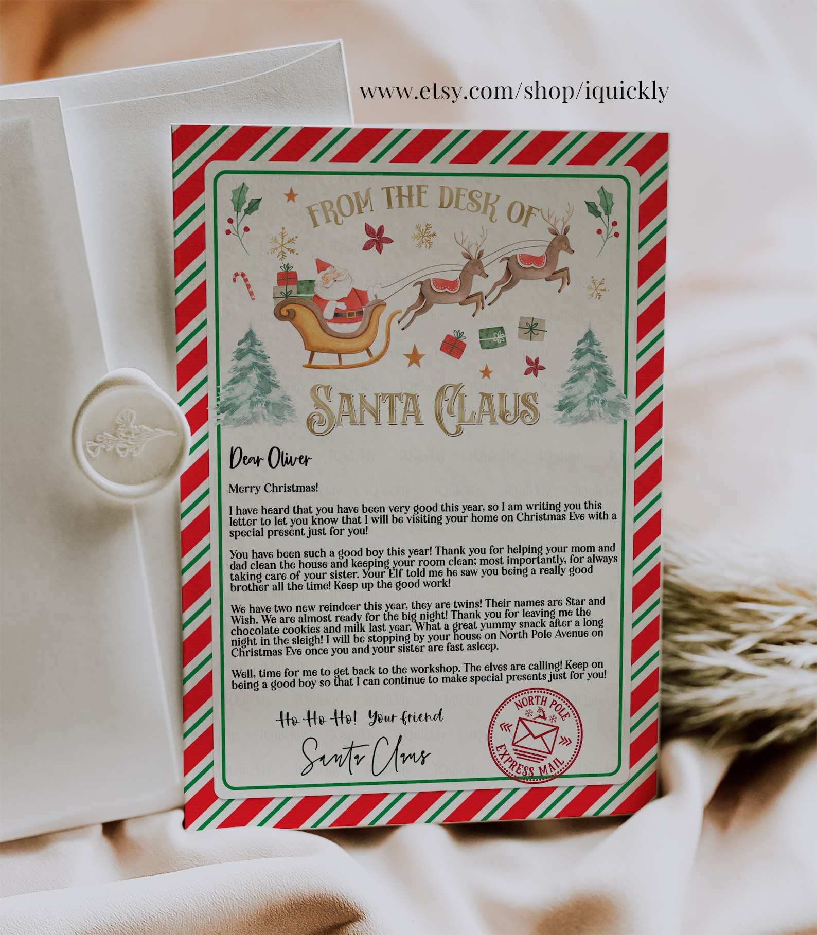 Editable Personalized Letter From Santa Claus From the Desk of Santa ...