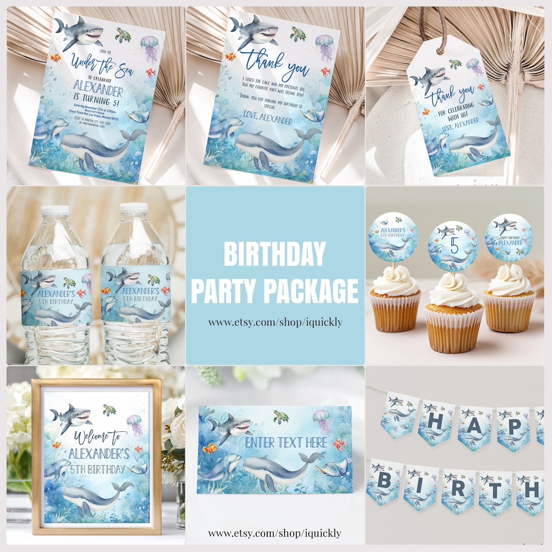 Editable Under the Sea Party Decorations Ocean Theme Package Birthday ...