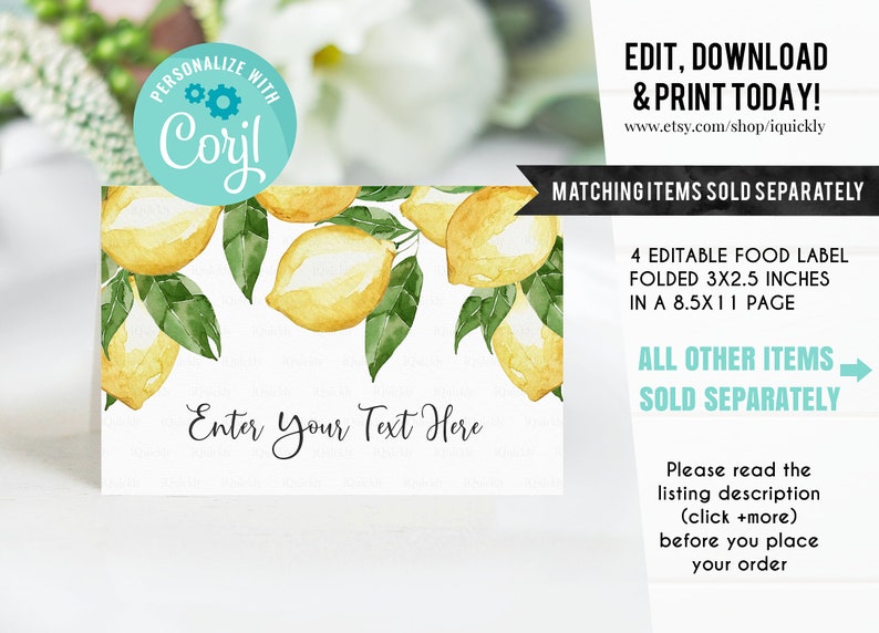 EDITABLE Lemon Favor Tags, Lemonade Thank You Tags, Citrus Gift Tags ...