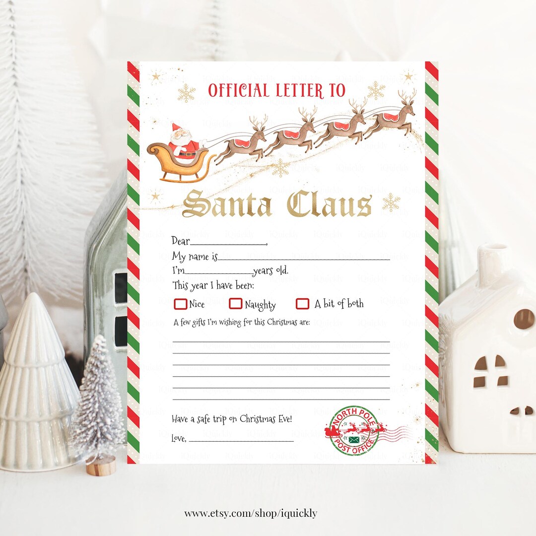 Letter to Santa Printable Santa Wishlist Letters Wish List Christmas ...