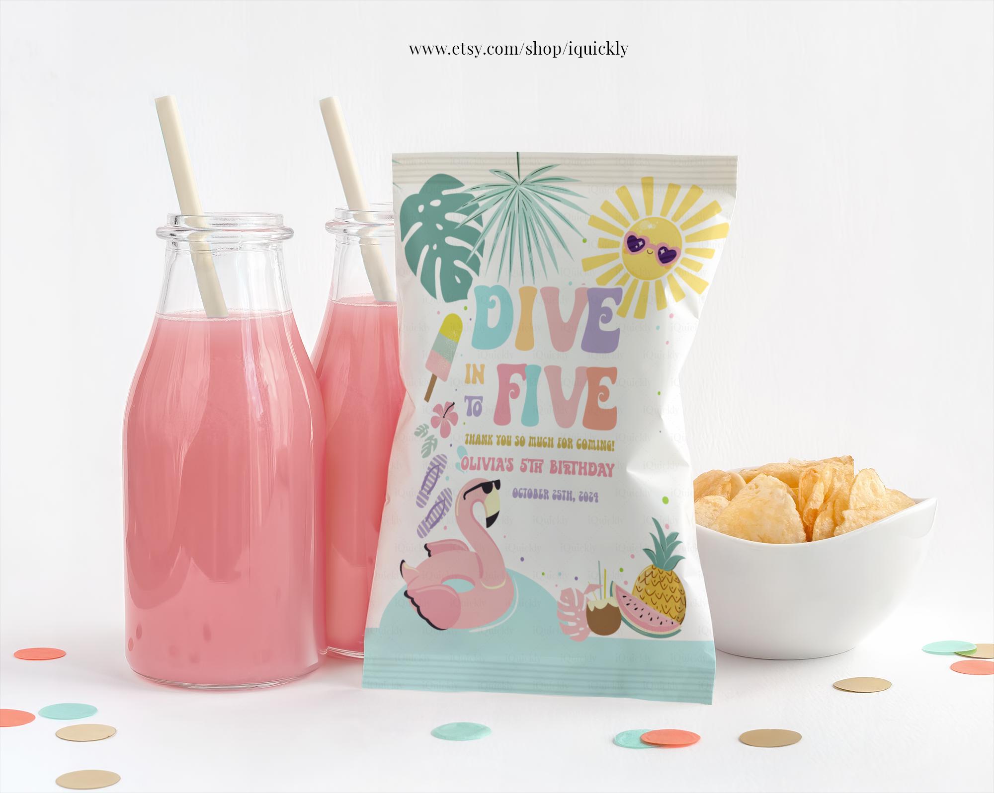 Editable Pool Party Bag Label Template Dive Into Five Labels Summer ...