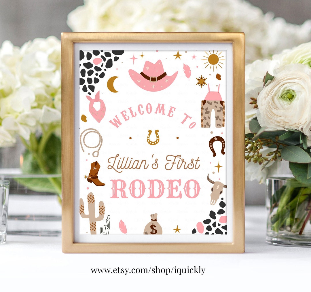 EDITABLE My First Rodeo Birthday Party Signs Cowboy Welcome Sign ...