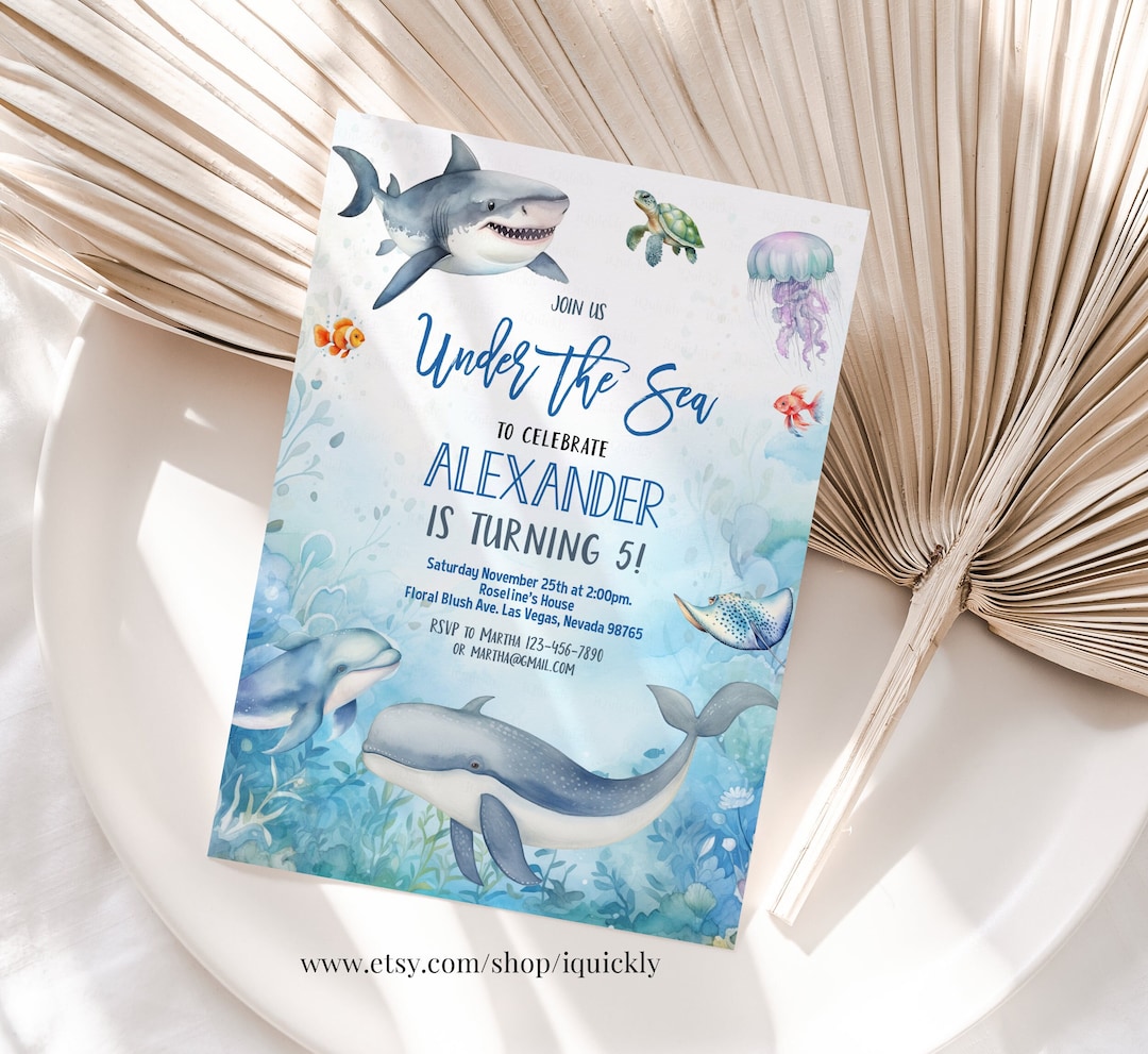 Under the Sea Invitation Editable Oneder the Sea Birthday Invite Sea ...