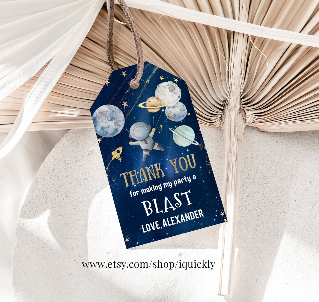 Editable Outer Space Favor Tags Space Birthday Thank You Label Galaxy ...