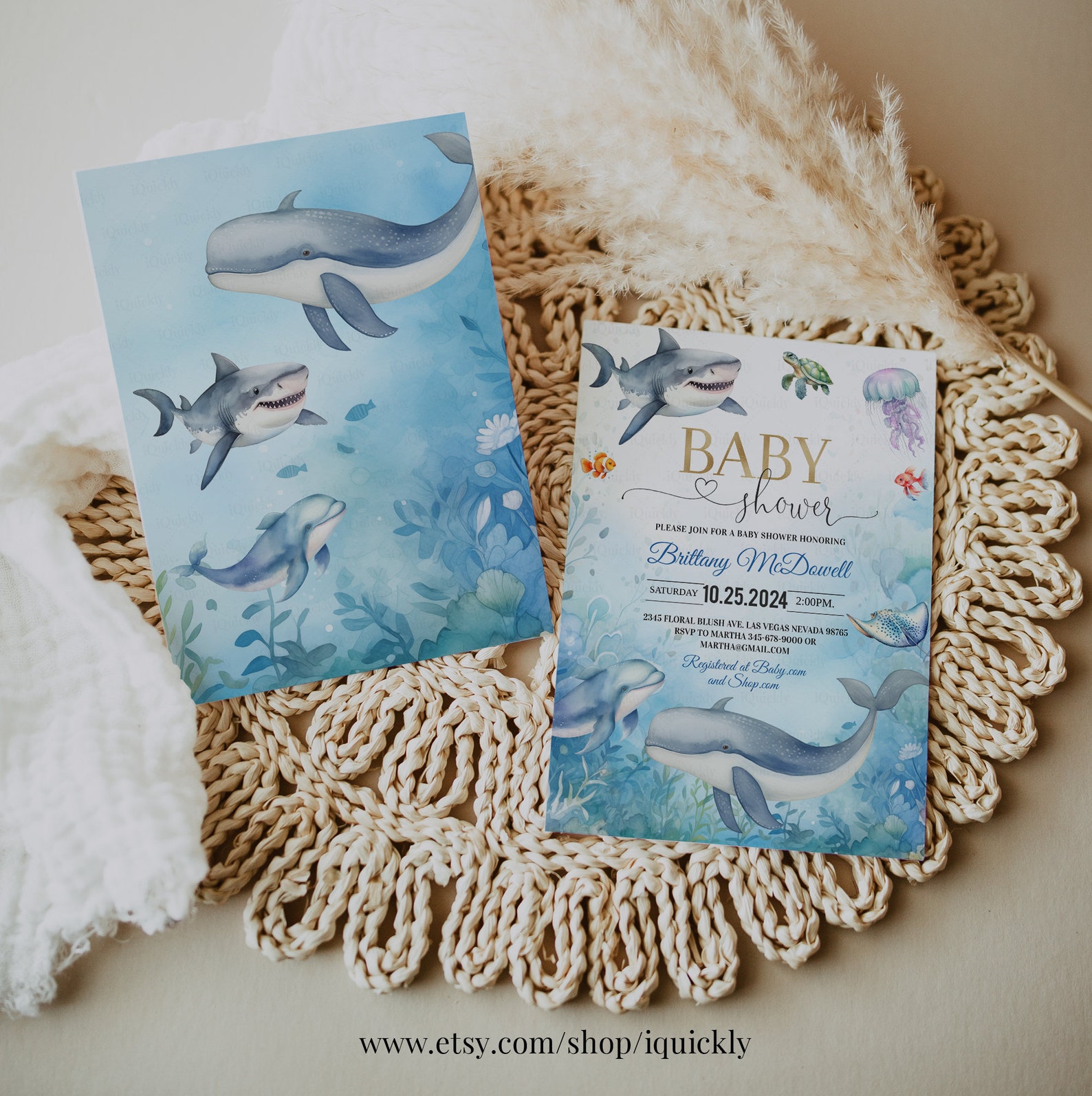 Under the Sea Baby Shower Invitation Editable Sea Animals Invite Ocean ...