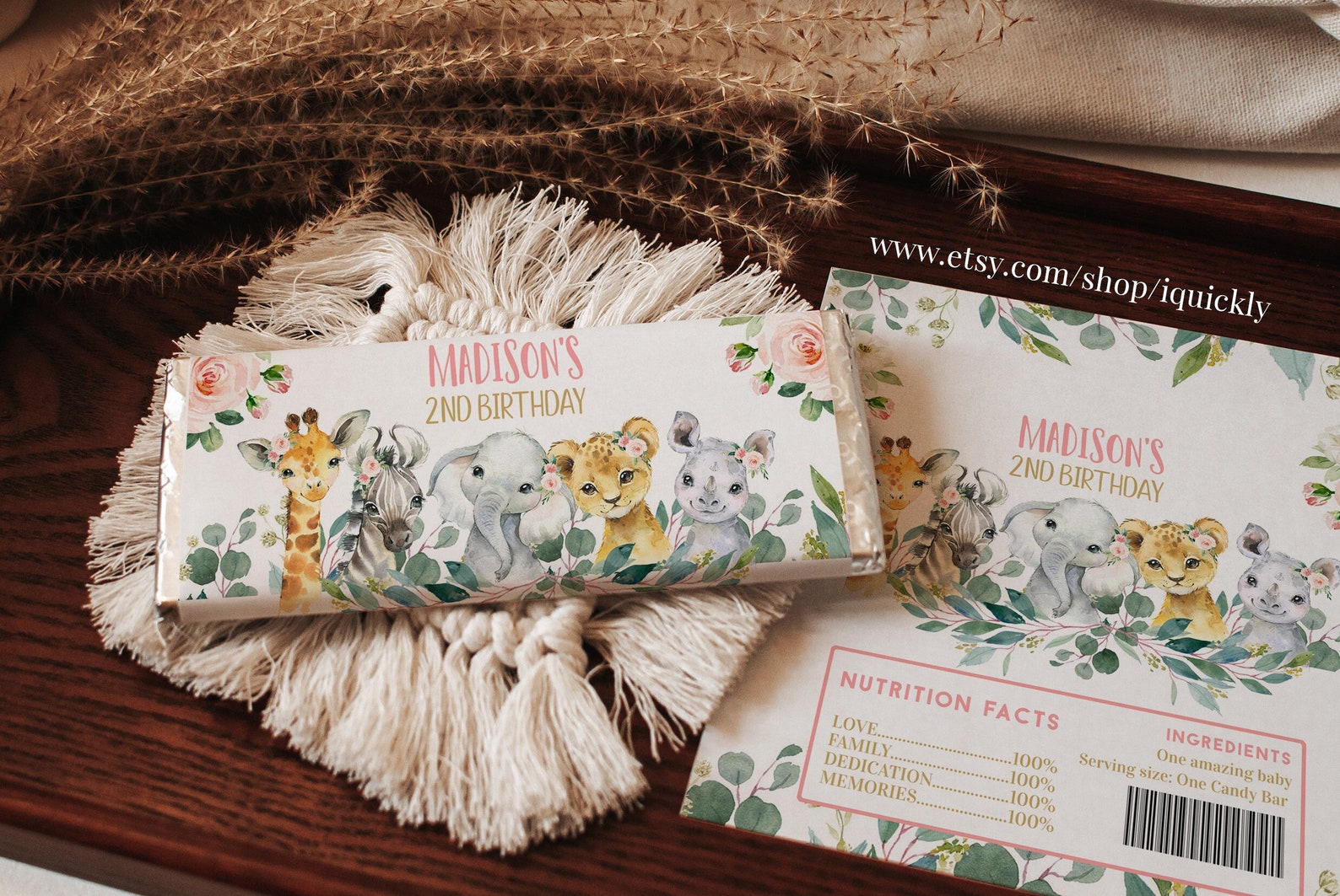 EDITABLE Safari Candy Bar Wrapper Jungle Chocolate Bar - Etsy