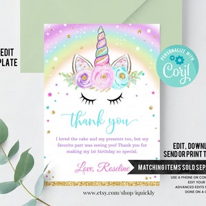 EDITABLE Unicorn Favor Tags, Thank You Tags, Gift Tags, Unicorn Party ...
