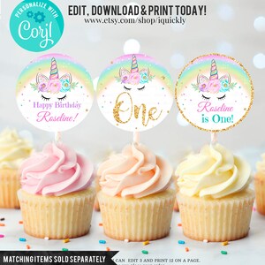 EDITABLE Unicorn Favor Tags, Thank You Tags, Gift Tags, Unicorn Party ...