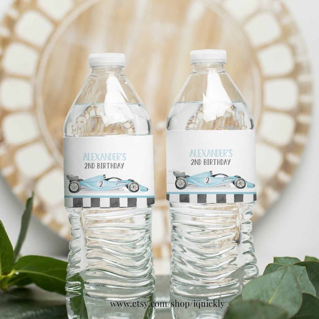 Editable TWO Fast Water Bottle Personalized, Racecar Water Bottle ...