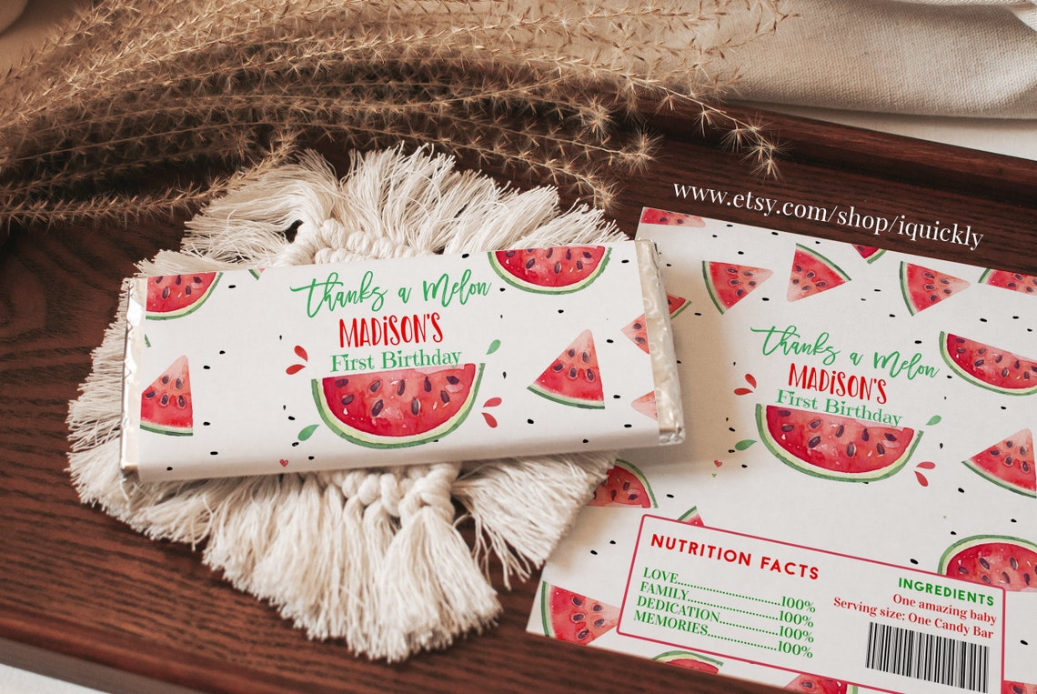 EDITABLE Watermelon Bottle Label, One in a Melon Water Labels Printable ...