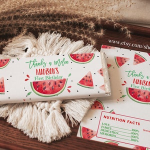 EDITABLE Watermelon Bottle Label, One in a Melon Water Labels Printable ...