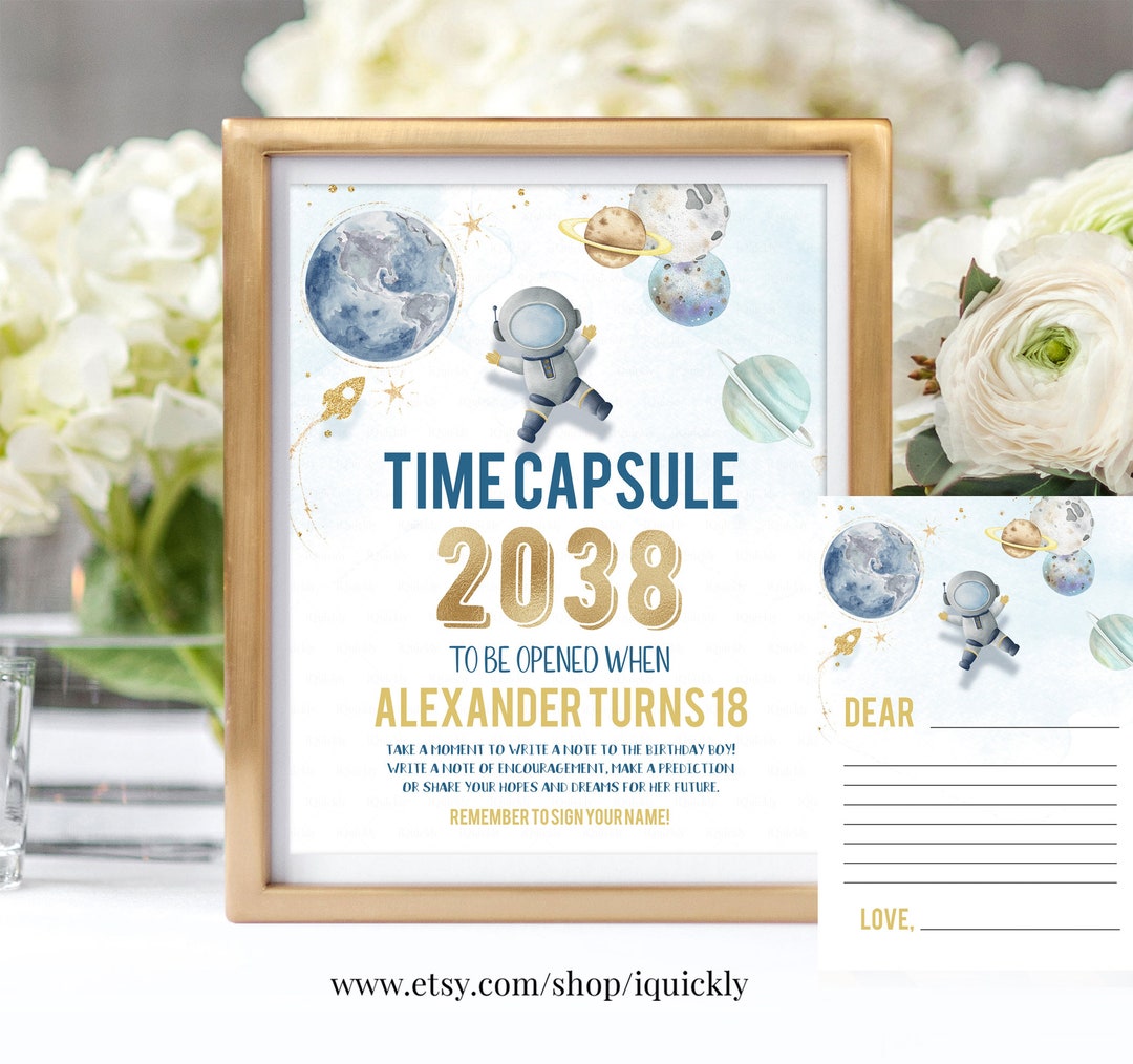 EDITABLE Outer Space Time Capsule Matching Note Cards First Trip Around ...
