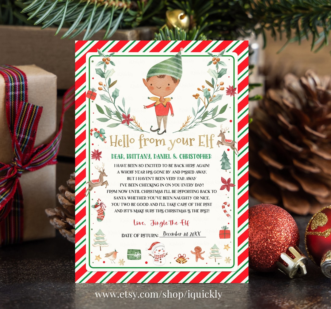 Editable Elf Arrival Letter Elf Return Letter Elf I'm Back Letter ...