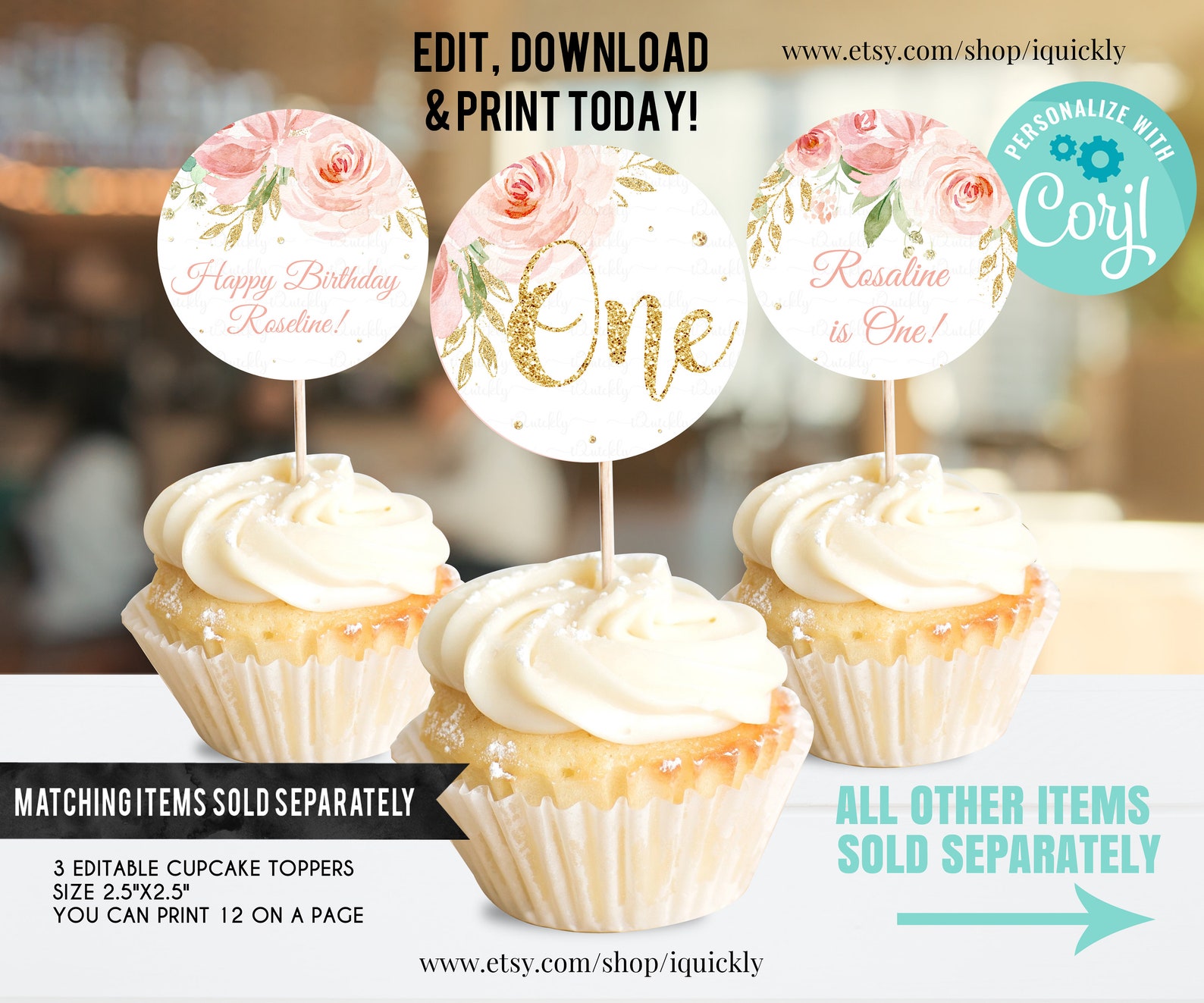 EDITABLE Blush Pink Floral Banner Birthday Banner Printable - Etsy