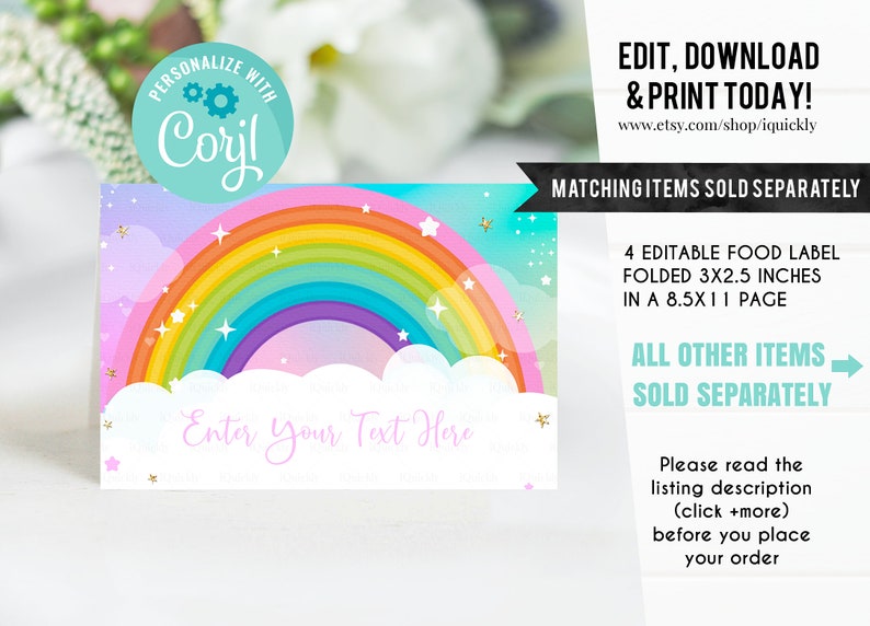 Editable Rainbow Welcome Sign, Rainbow Confetti Party Sign, Party ...