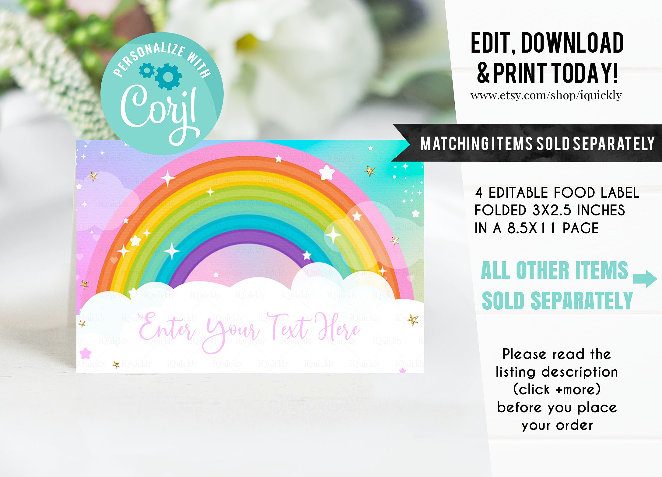 Editable Rainbow Welcome Sign, Rainbow Confetti Party Sign, Party ...