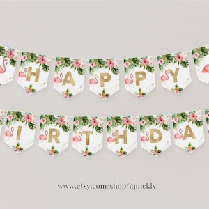 Flamingo Birthday Custom Sign EDITABLE Tropical Party Sign Decorations ...