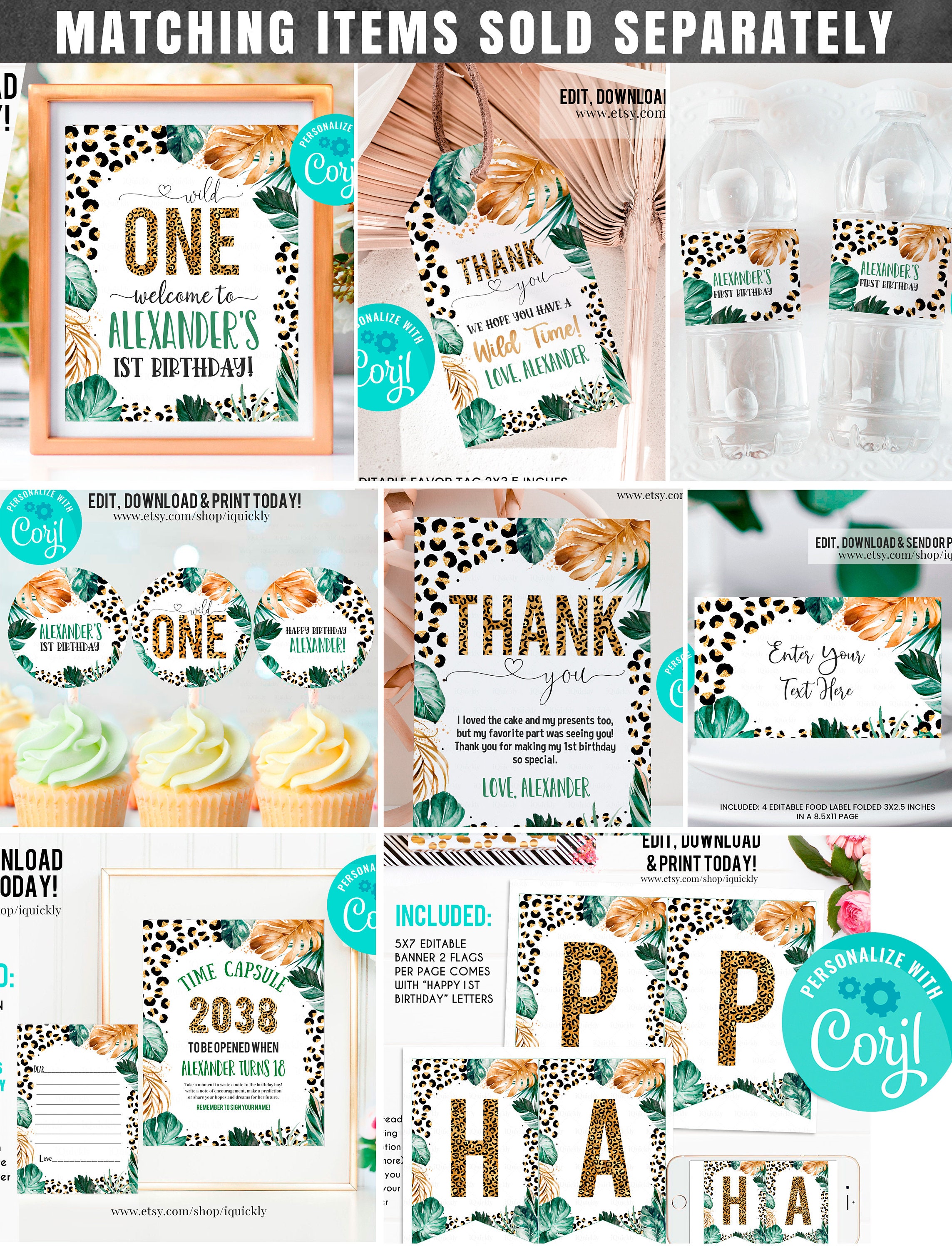 Editable Two Wild Leopard Print Jungle Birthday Party Invitation ...