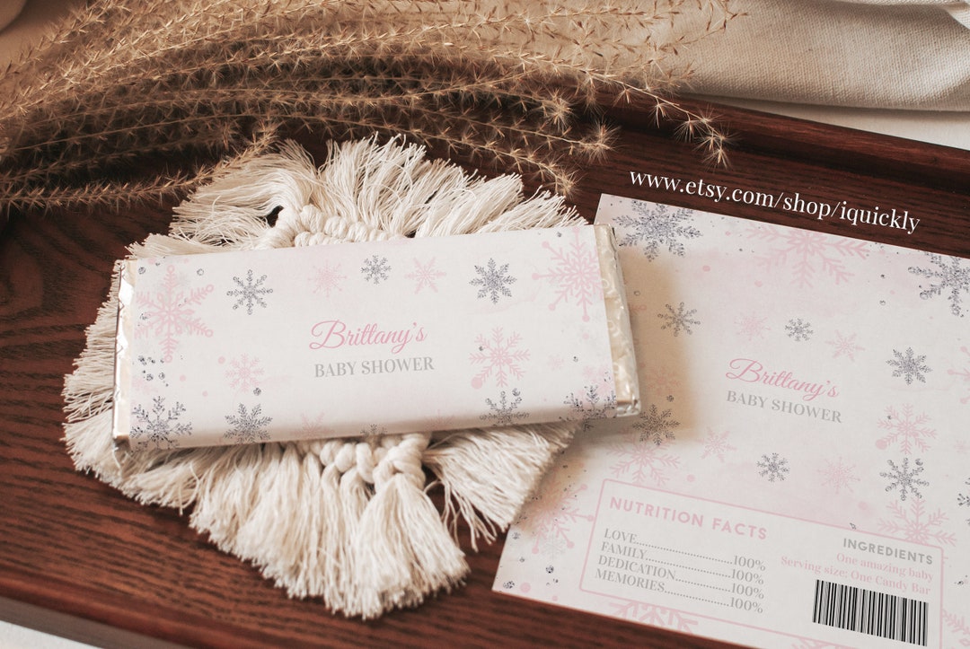 EDITABLE Snowflake Candy Bar Wrapper Winter Chocolate Bar Wrappers Baby ...