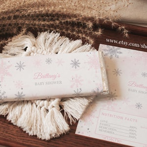 EDITABLE Snowflake Candy Bar Wrapper Winter Chocolate Bar Wrappers Baby ...