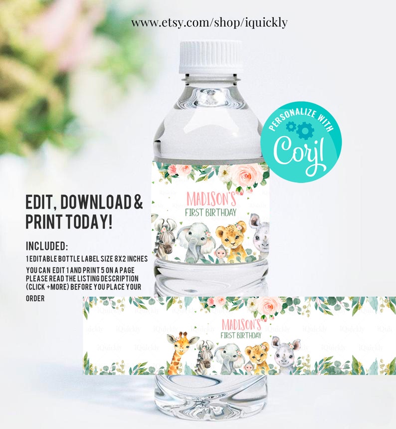 Editable Safari Party Decorations Girl Wild One Party Package - Etsy