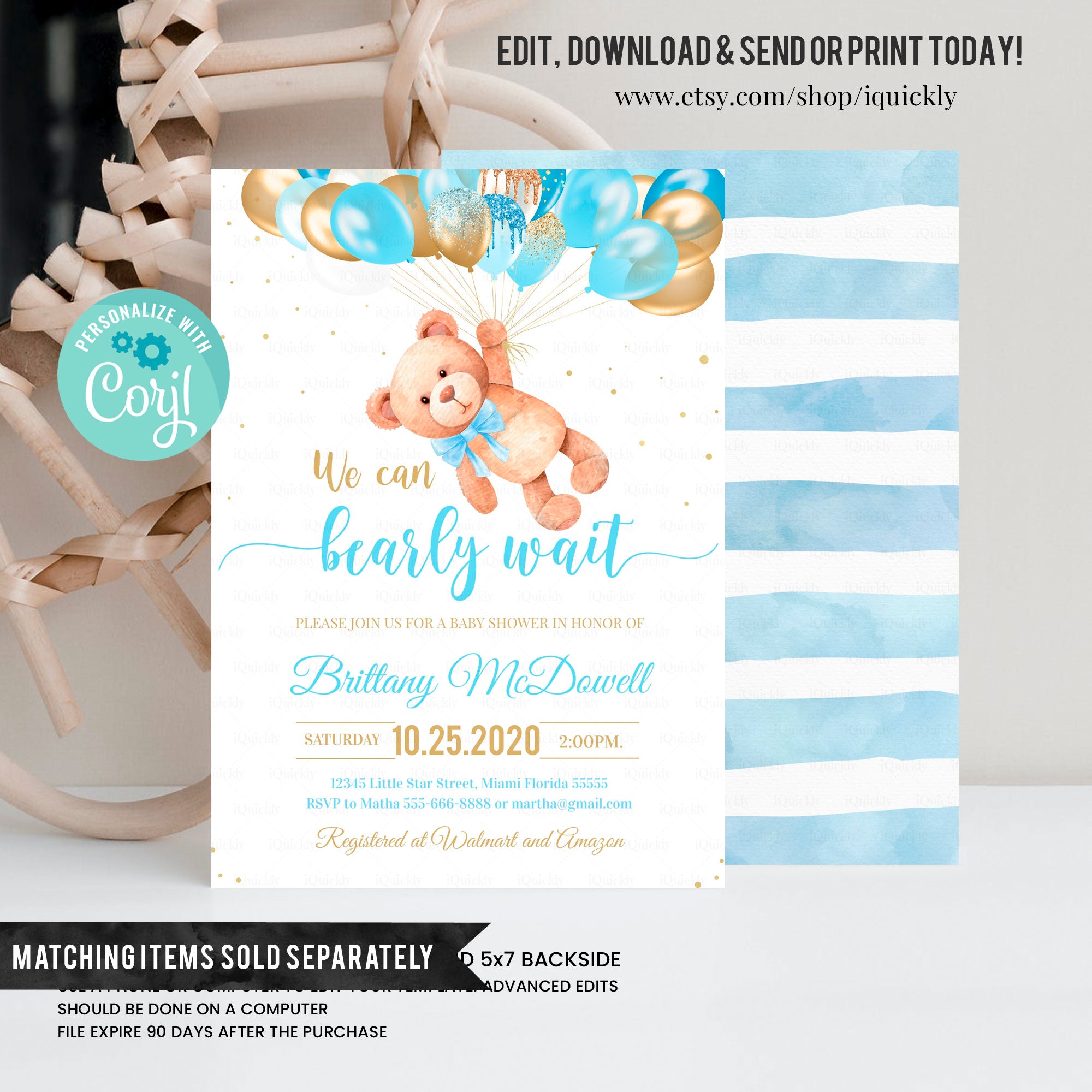 Editable Teddy Bear Baby Shower Favors Bear Baby Shower Thank You Tags ...