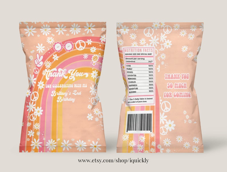 Editable Groovy Bag Label Template Daisy Party Labels Sized to Print on ...