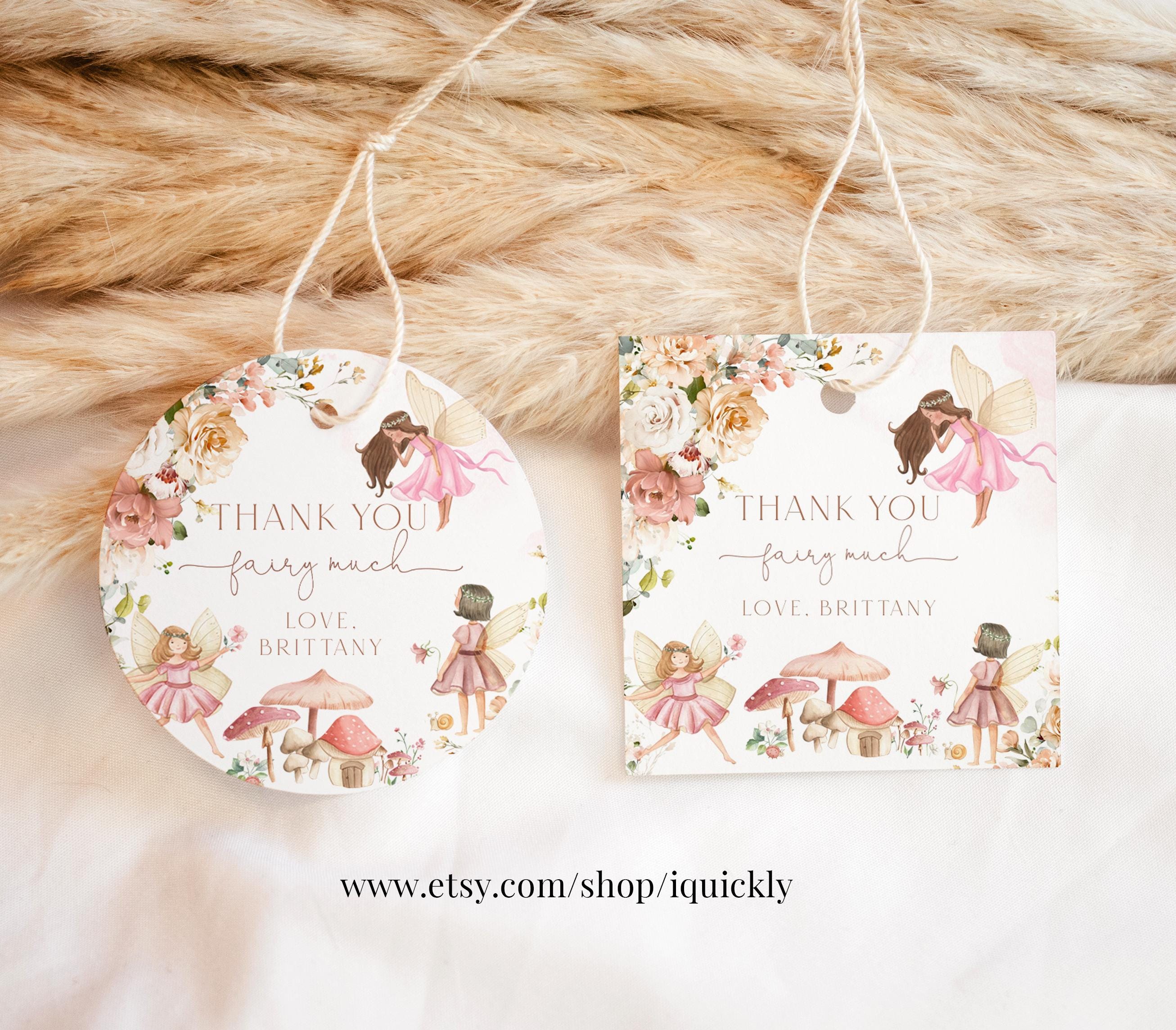 EDITABLE Fairy Favor Tags Girl Fairies 1st Birthday Thank You Tag ...