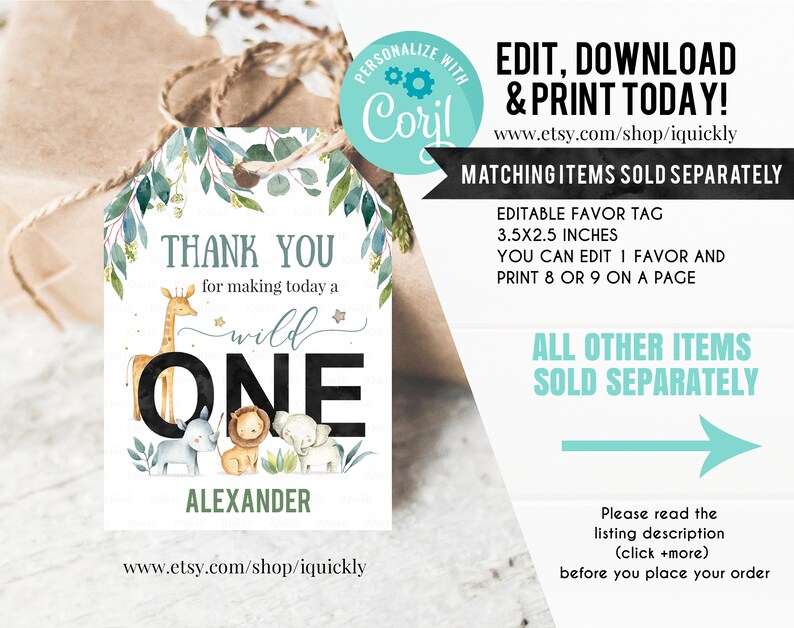 EDITABLE Safari Time Capsule and Matching Note Cards Jungle - Etsy