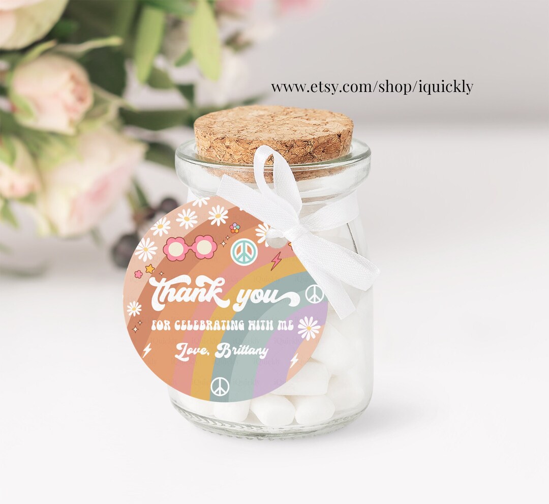 Editable Groovy Birthday Favor Tags Daisy Thank You Tags is a Vibe ...