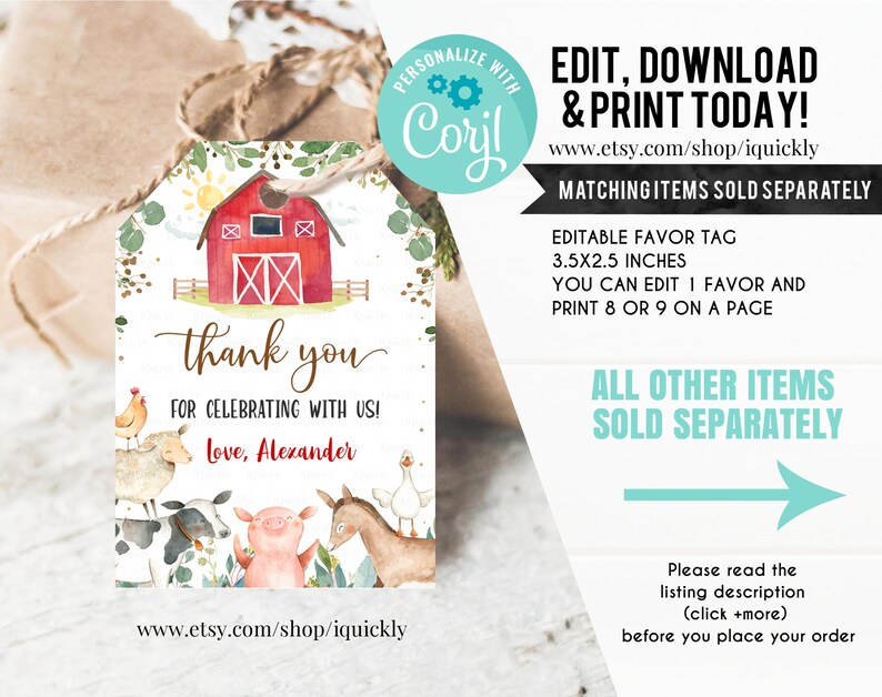 EDITABLE Farm Food Tags, Buffet Label Baby Shower, Tent Card Food ...
