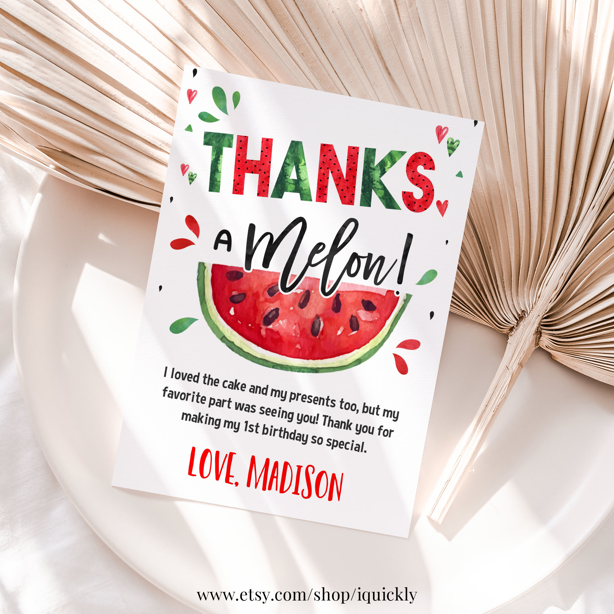 EDITABLE Watermelon Bottle Label, One in a Melon Water Labels Printable ...