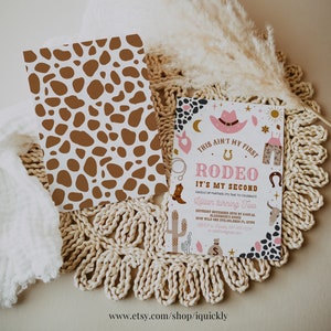 Editable My Second Rodeo Invitation Cowgirl Birthday Invite Wild West ...