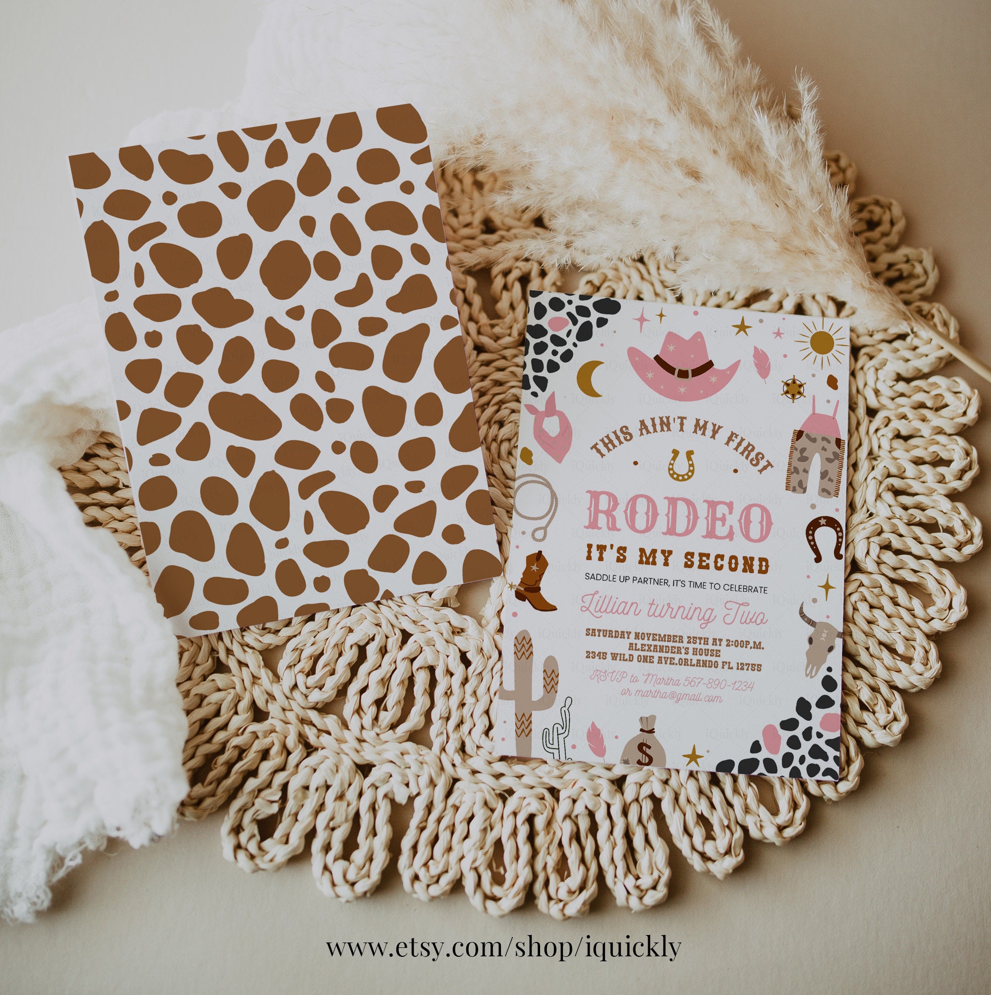 Editable My Second Rodeo Invitation Cowgirl Birthday Invite Wild West ...