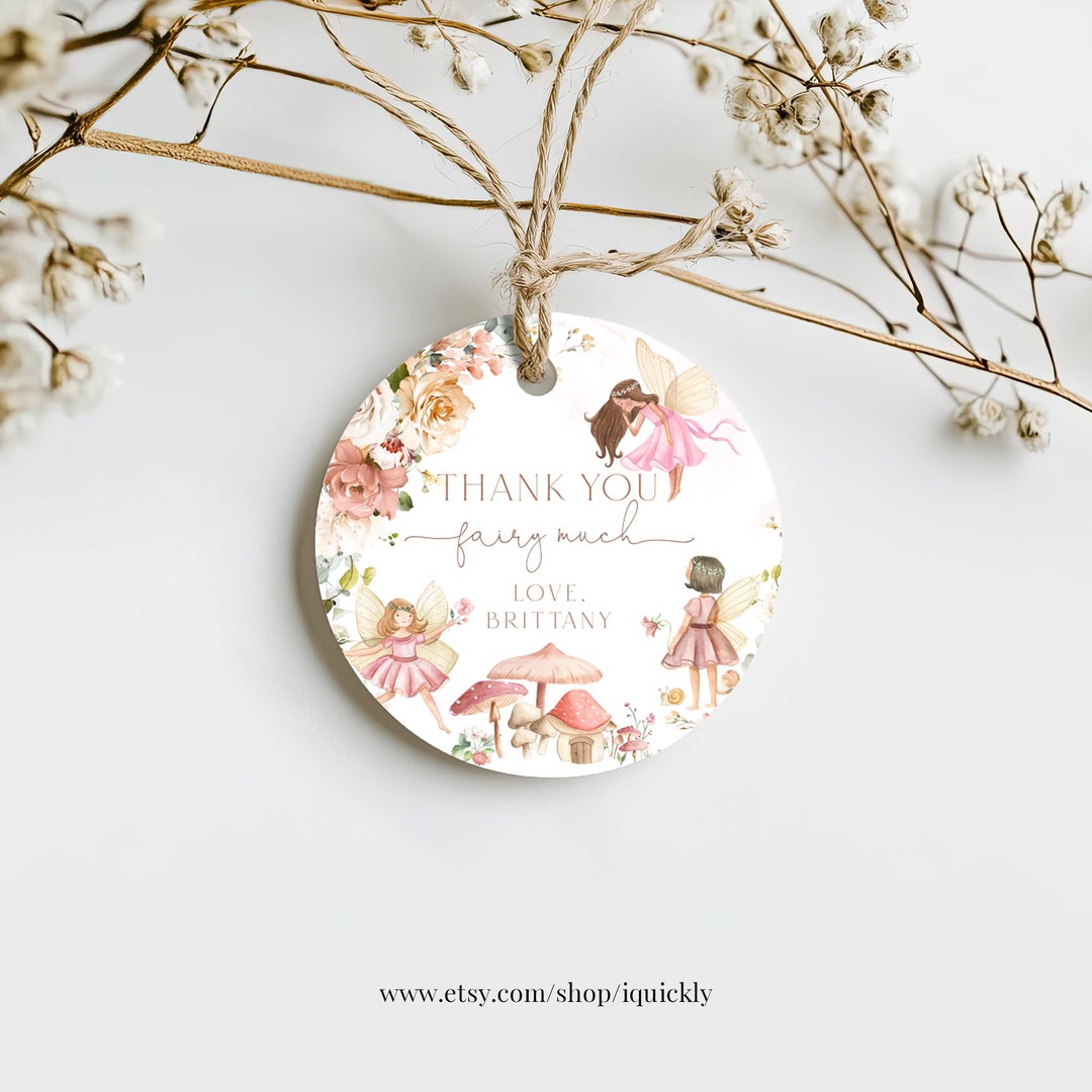 EDITABLE Fairy Favor Tags Girl Fairies 1st Birthday Thank You Tag ...