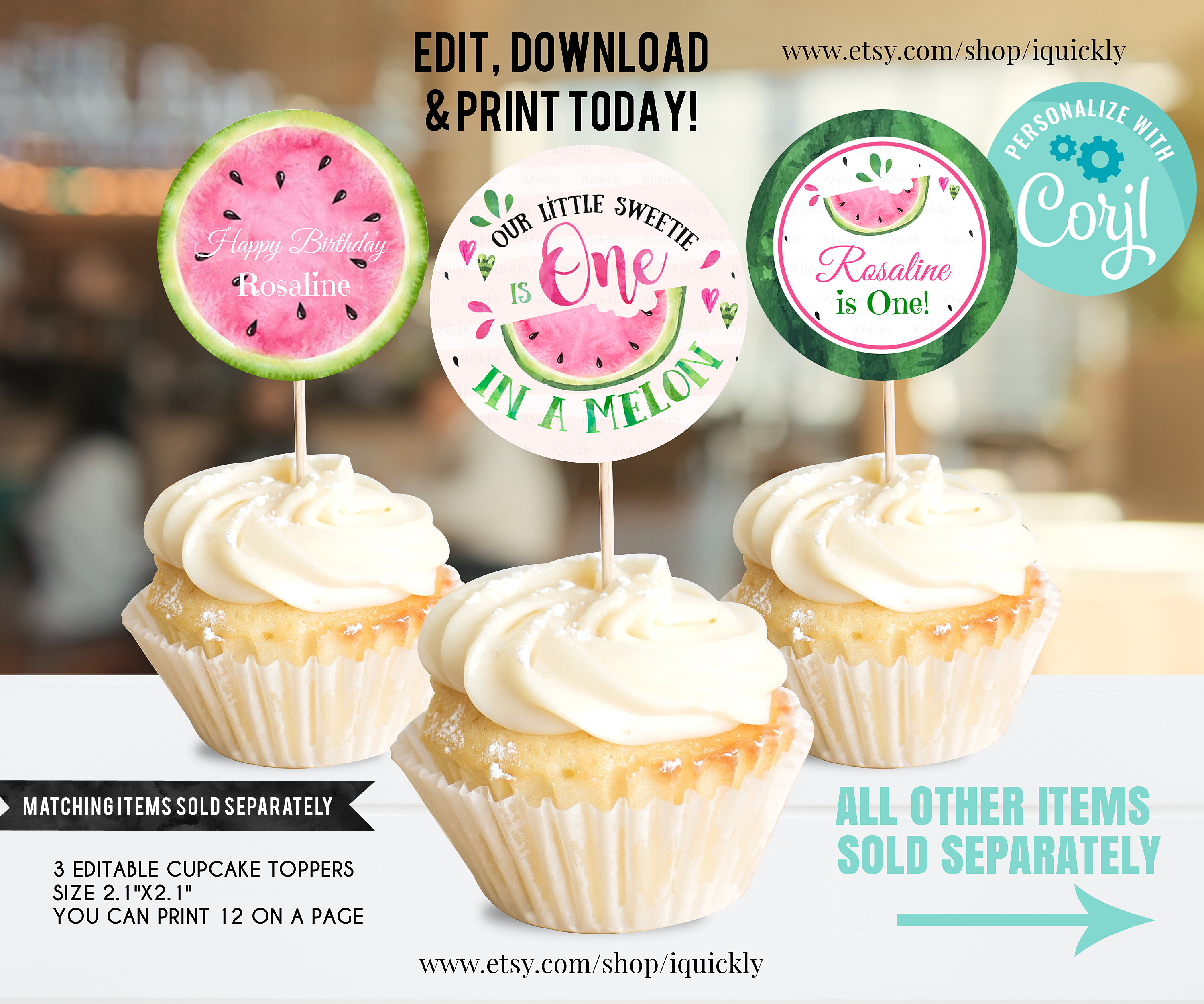 Watermelon Milestone Birthday Poster, EDITABLE First Birthday ...