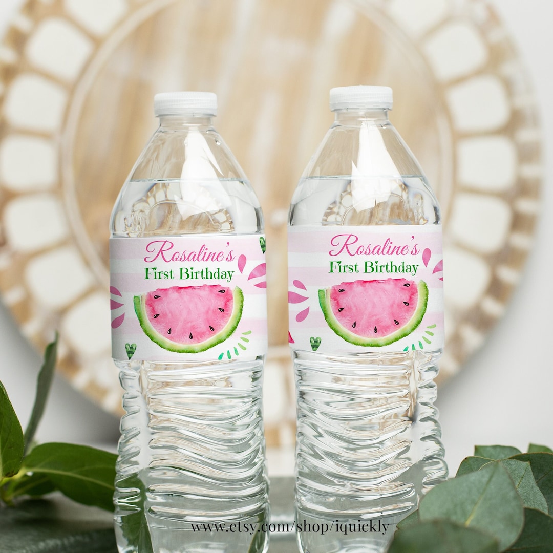 EDITABLE Watermelon Bottle Label One in a Melon Water Labels Printable ...