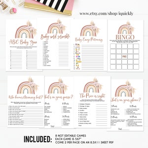 Editable Rainbow Boho Baby Shower Custom Sign Pampas Grass Printable ...