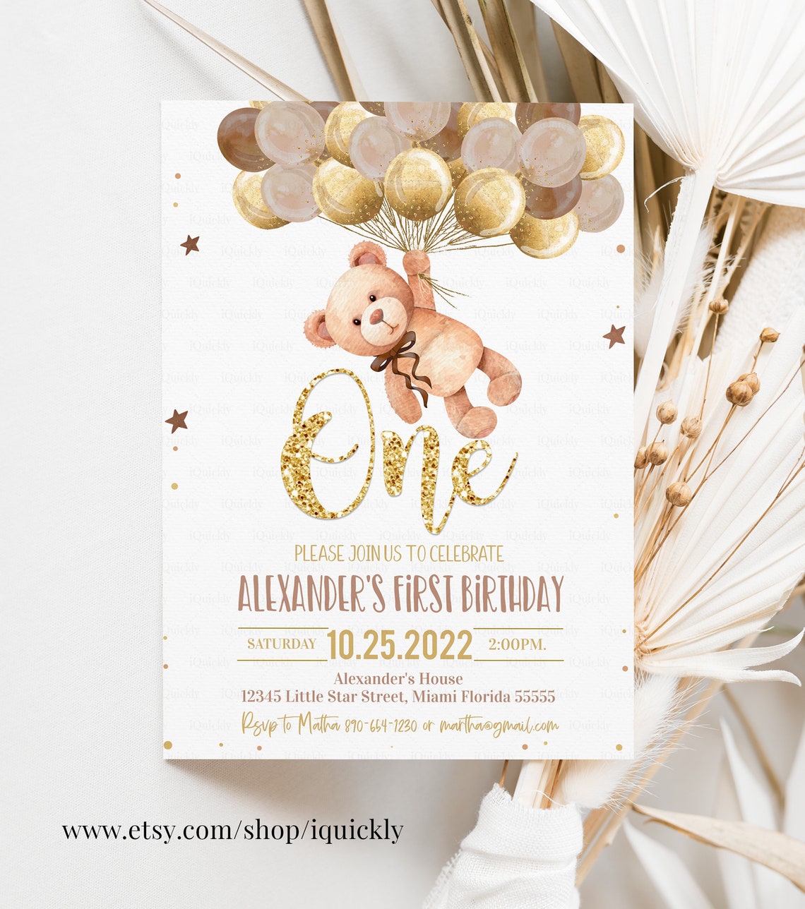 Editable Teddy Bear Birthday Invitation Boy Bear Themed - Etsy