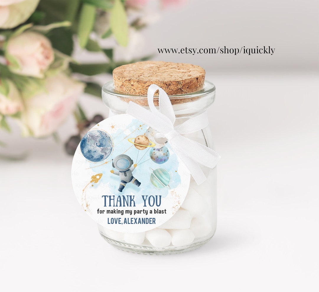 Editable Outer Space Favor Tags Space Birthday Thank You Label Galaxy ...
