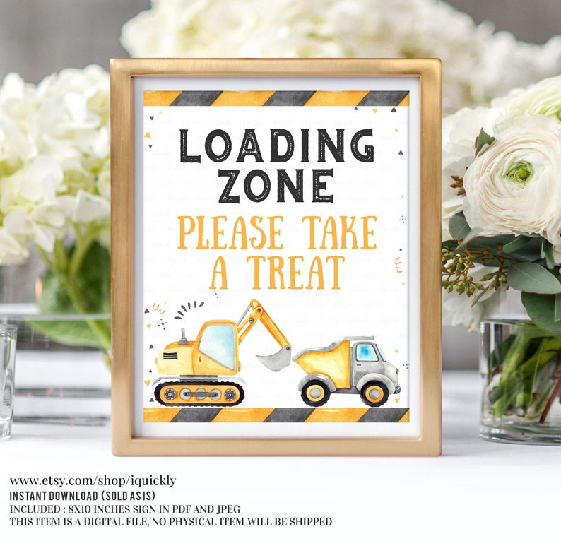 Construction Party Sign Loading Zone Please Take a Treat - Etsy
