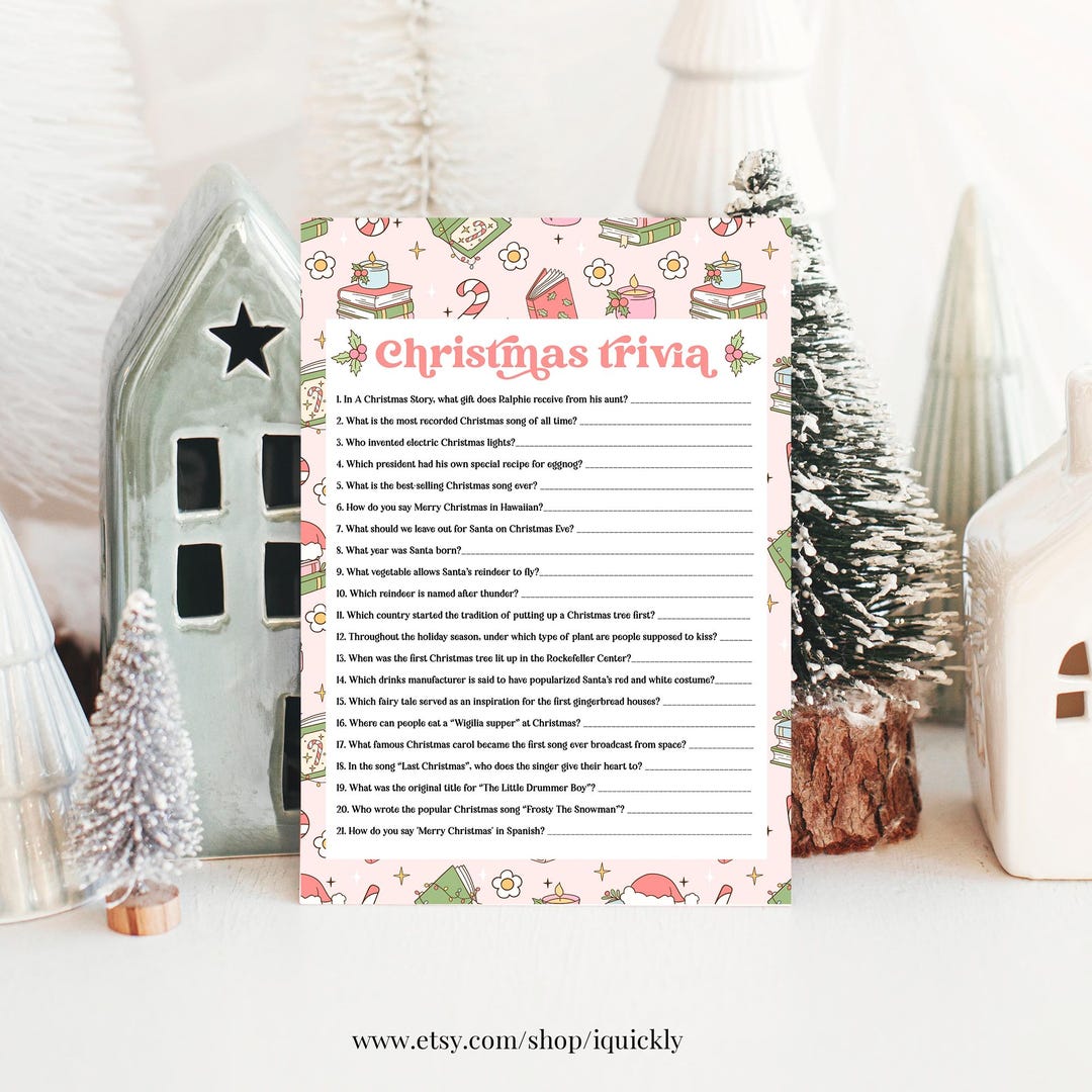 Christmas Trivia Game Christmas Party Games Festive Holiday Trivia Quiz ...