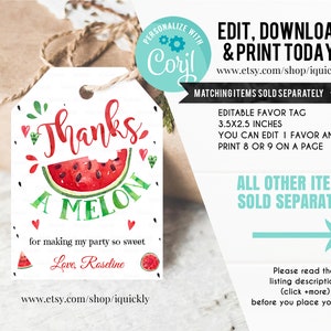 EDITABLE Watermelon Bottle Label, Red One in a Melon Water Labels ...