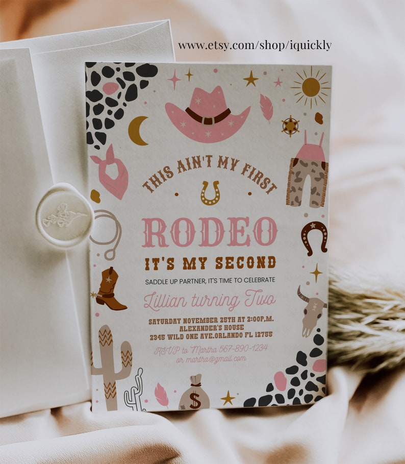 Editable My Second Rodeo Invitation Cowgirl Birthday Invite Wild West ...