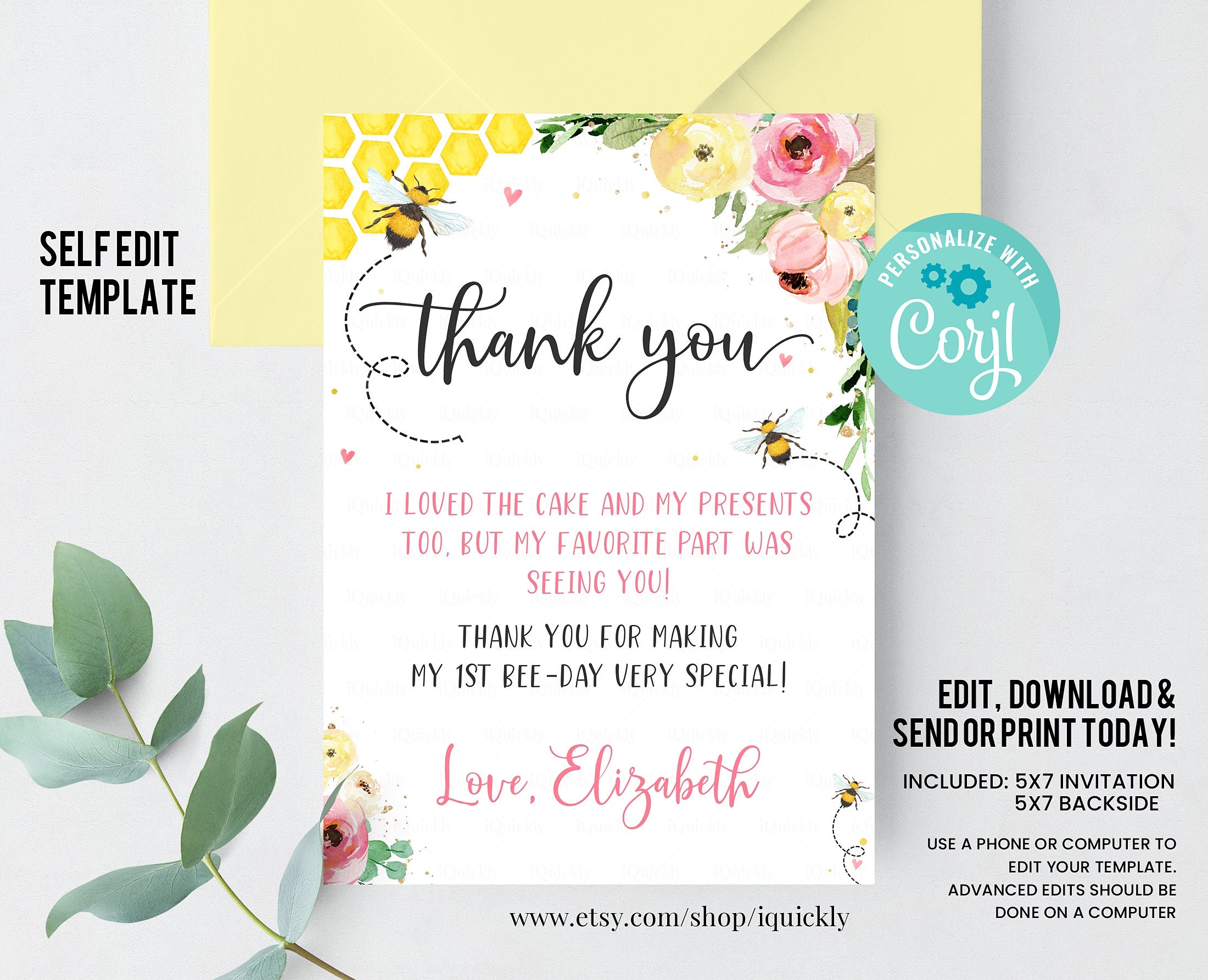 Editable Bee Party Decorations, Honey Bee Package Birthday Invitations ...