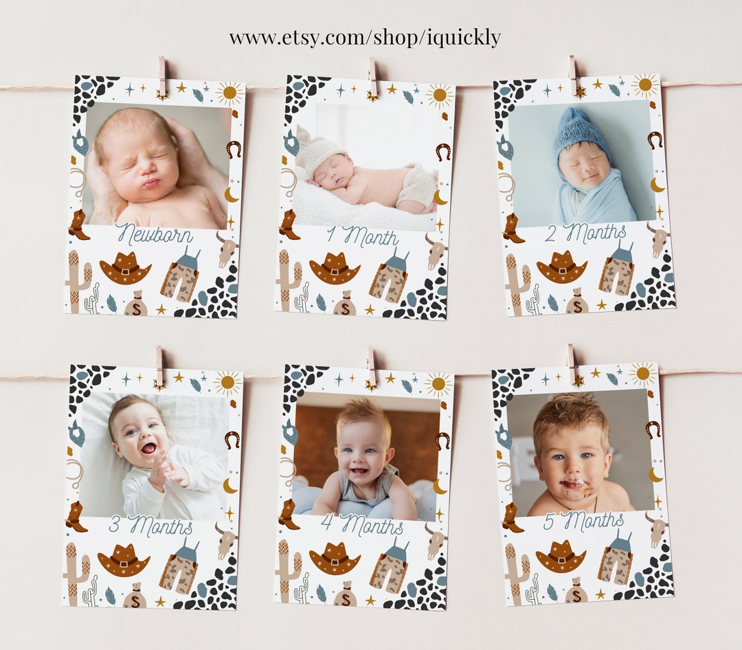 My First Rodeo Monthly Photo Banner Editable Cowboy Birthday Banner ...
