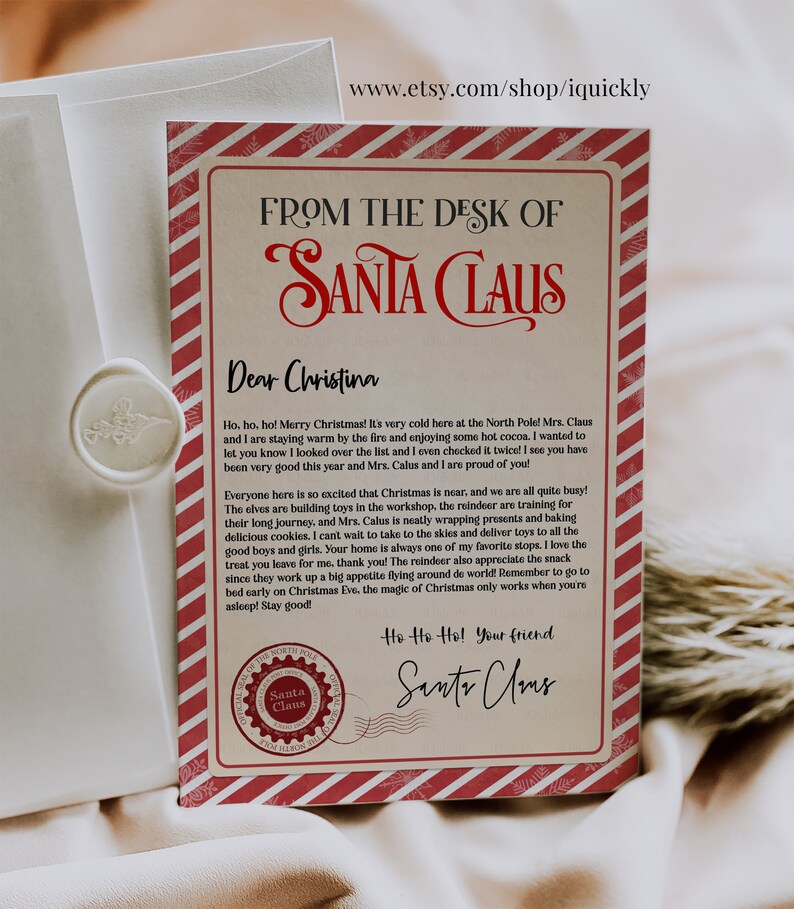 Editable Personalized Letter From Santa Claus From the Desk of - Etsy