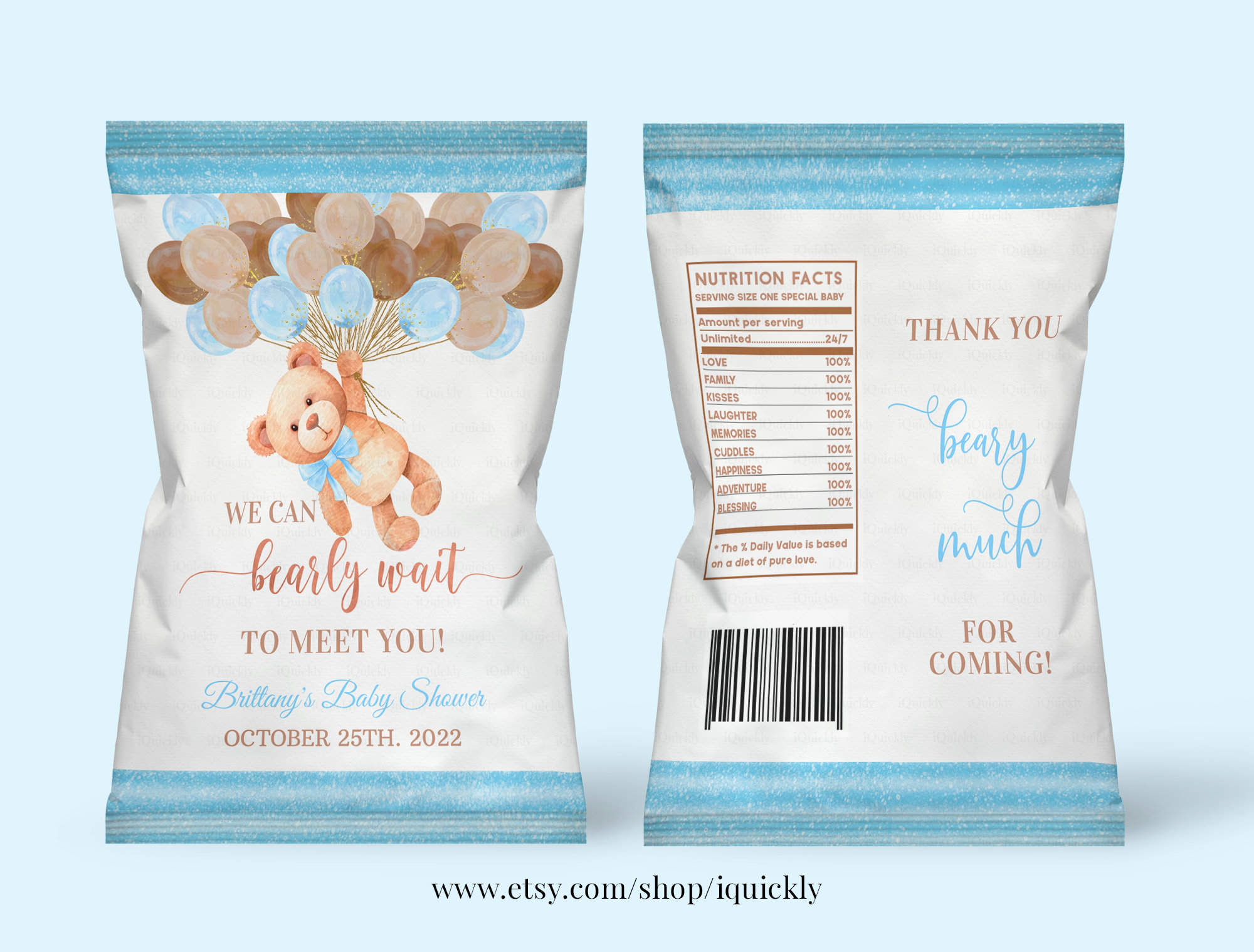Editable Teddy Bear Chip Bag Label Bear Themed Labels Sized to - Etsy